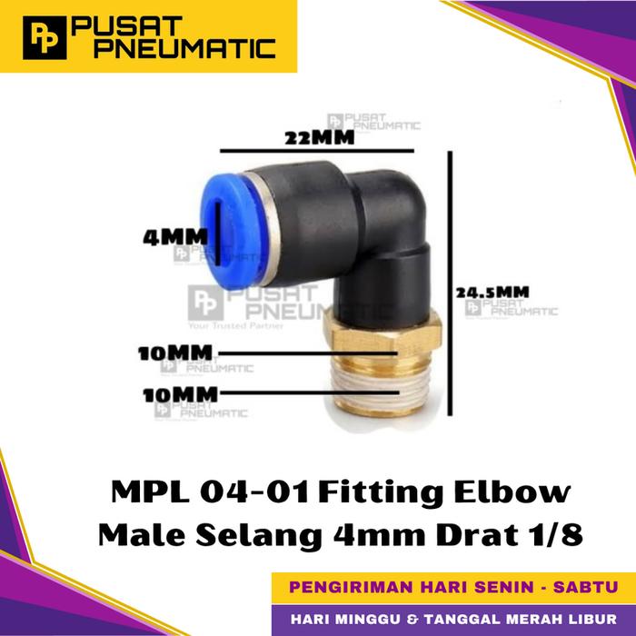 Jual MPL 4-01 One Touch Male Thread Elbow Fitting Slip Lock Socket Push In Connector Nipple ...