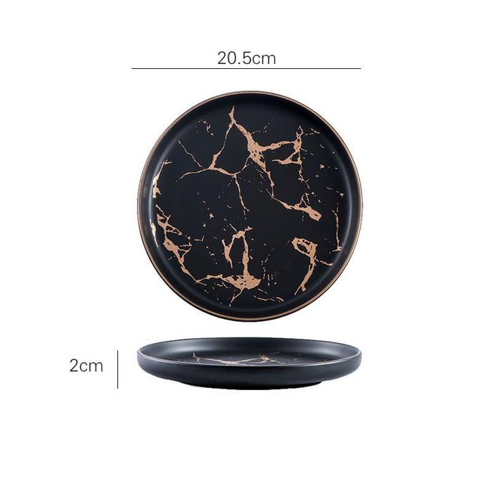 Jual Classic Marble Plate piring makan keramik marmer putih hitam gold ...