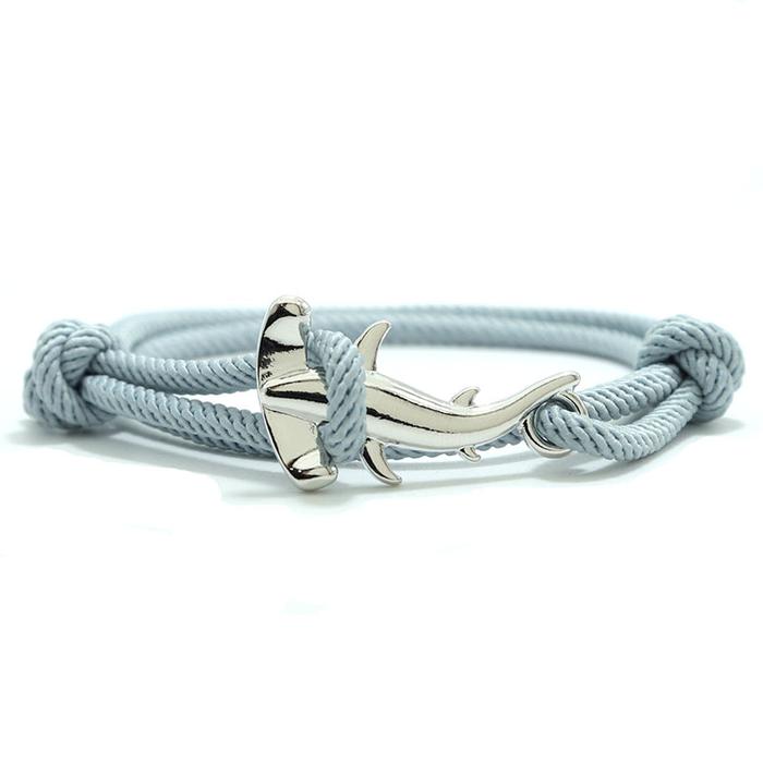 Jual Charm Bracelet Men Women Double Layer Adjustable Ocean Shark ...