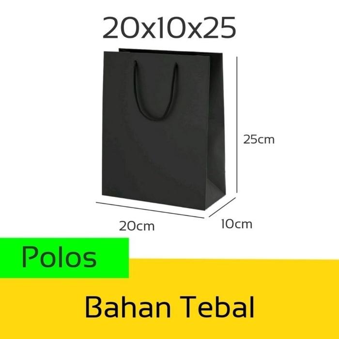 Jual Paper Bag Tas Kertas Hitam Polos Custom Bahan Kraft Tebal Ukuran ...