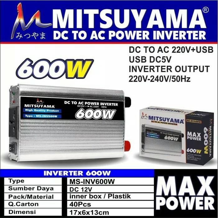 Jual Power Inverter DC to AC 600 Watt 600 Wat Merk Mitsuyama MS-INV600 ...