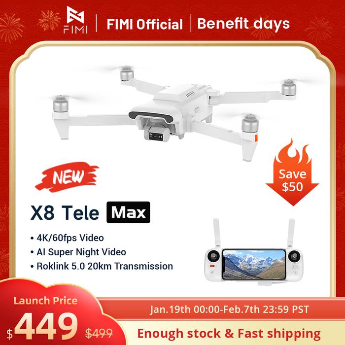 Jual FIMI X8 Tele Max drone Dual Sony Cameras 4K 60fps 5.0 Roklink 20km ...