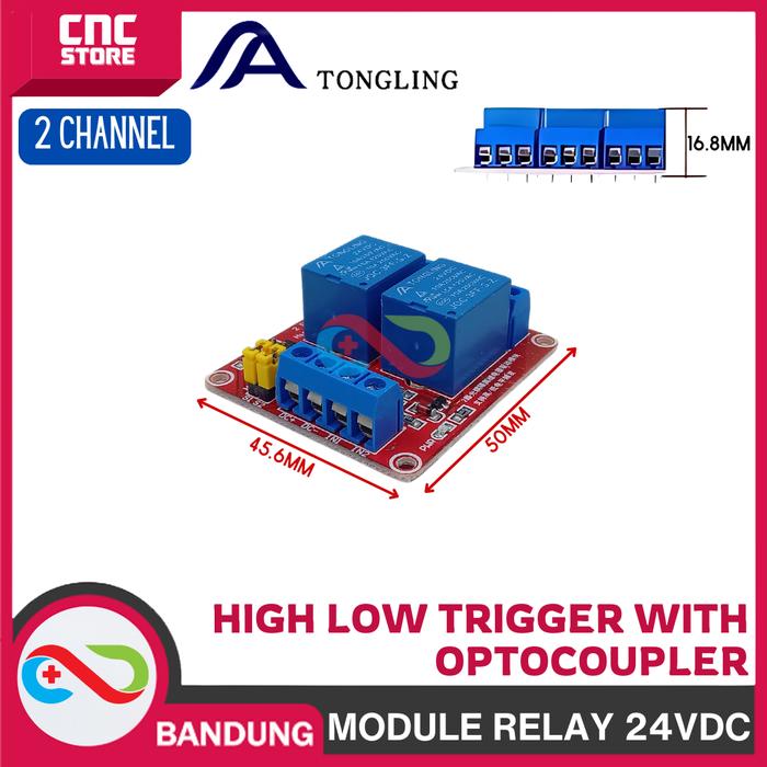 Jual MODULE RELAY 24V HIGH LOW TRIGGER WITH OPTOCOUPLER - 2 CHANNEL ...