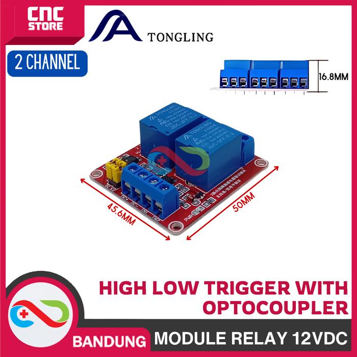 Jual MODULE RELAY 12V HIGH LOW TRIGGER WITH OPTOCOUPLER - 2 CHANNEL ...