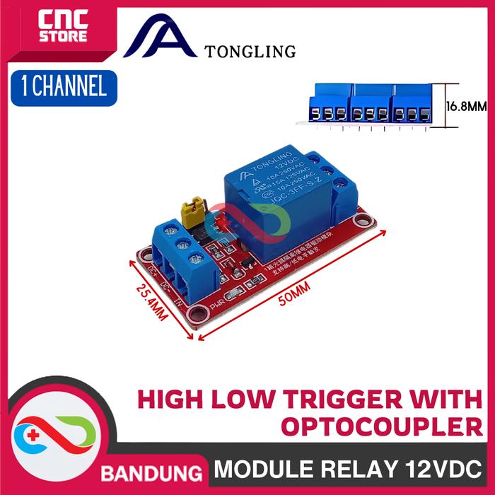 Jual MODULE RELAY 12V HIGH LOW TRIGGER WITH OPTOCOUPLER - 1 CHANNEL - Kota Bandung - CNC STORE ...