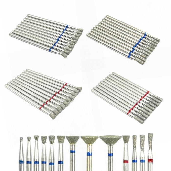 Jual 10pcs Inverted Cone Shape Nail Diamond Drill Bit For Electric ...