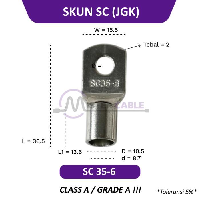 Jual Skun SC JGK 4 6 10 16 25 35 50 70 95 120 150 185 240 400 mm CU Scun Sambungan Sok Kabel ...