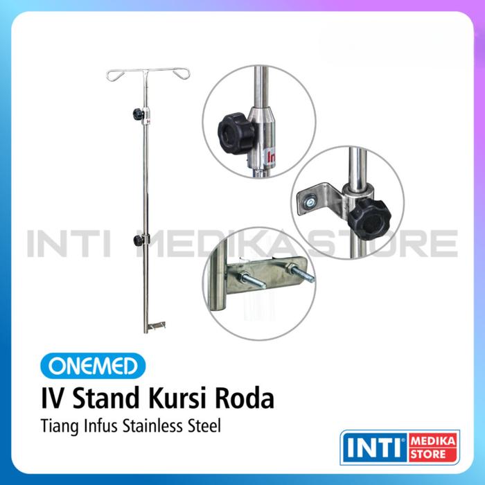 Jual ONEMED - Tiang Infus Stainless Steel | Indomed IV Stand Kursi Roda ...