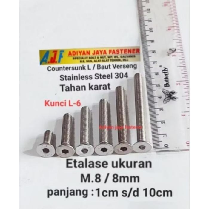Jual BAUT VERSENG L / DRAT BAUT 12 / M.8 ( Panjang 1cm s/d 10cm ) P.1,25 SS 304 - M.8, 25mm / 2 ...