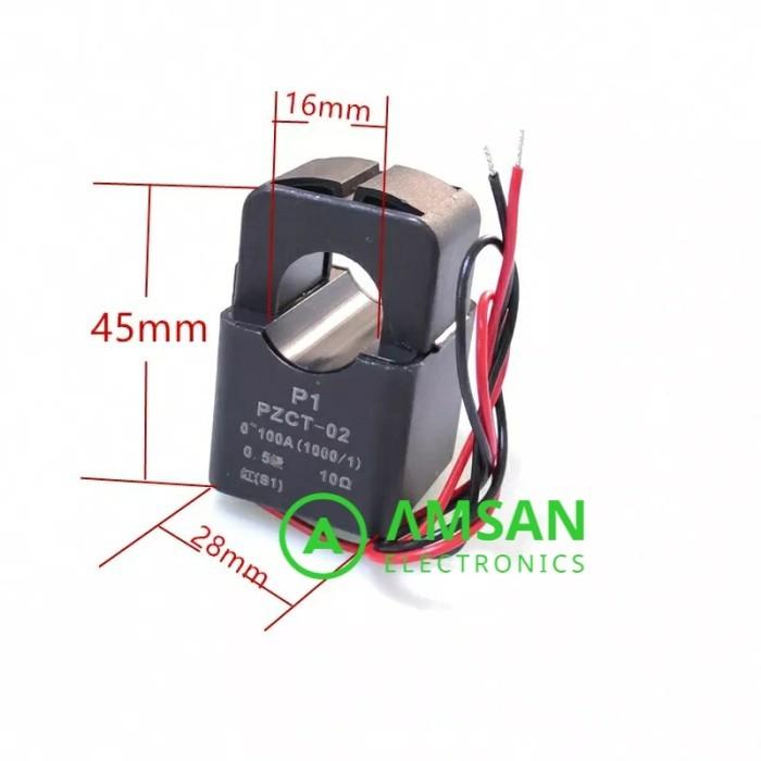 Jual AC Current Transformer PZCT Open Close CT Split CT 100A Peacefair ...