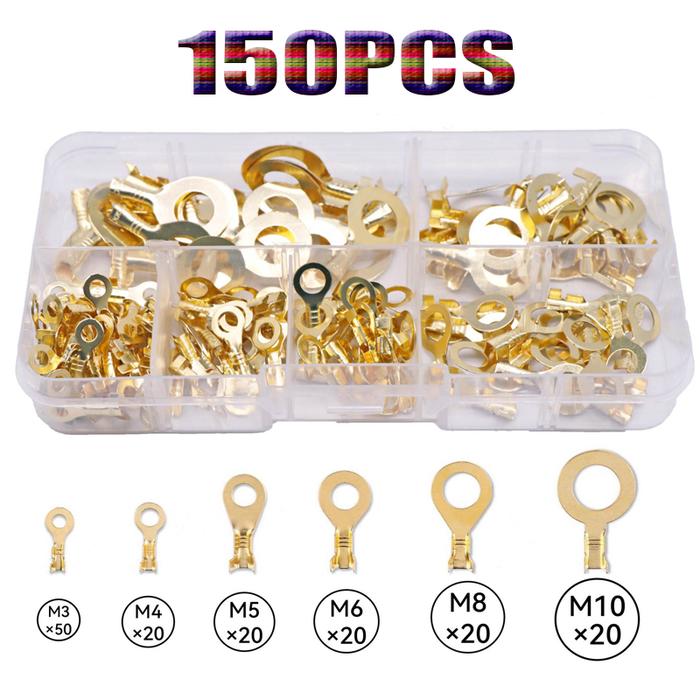 Jual 150pcs M3/M4/M5/M6/M8/M10 Ring Lugs Eyes Copper Crimp Terminals ...