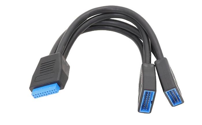 Jual 2 Port USB 3.0 Female to 20 Pin Header Motherboard Cable Internal ...