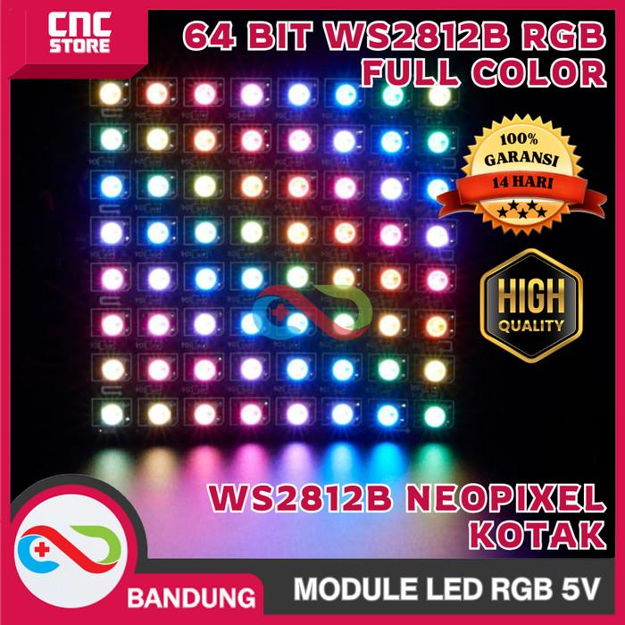 Jual 64 BIT MODULE LED WS2812B NEOPIXEL 5050 RGB FULL COLOR 5V KOTAK ...