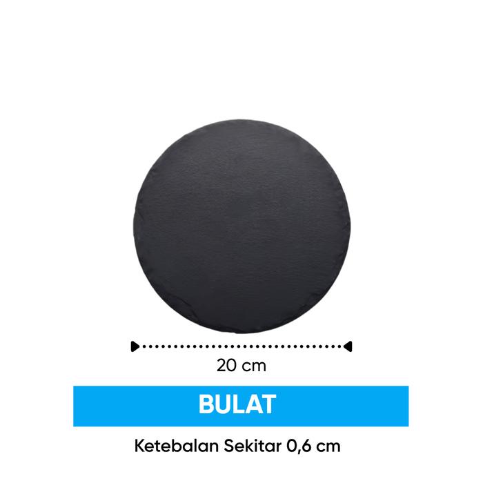 Jual Piring Batu Natural Stone Makan Steak Sushi Western Round Dish ...