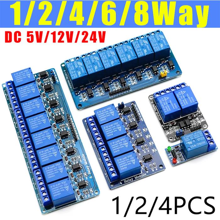 Jual 5V 12V 24V Relay 1 2 4 6 8 Channel Relay Module With Optocoupler ...