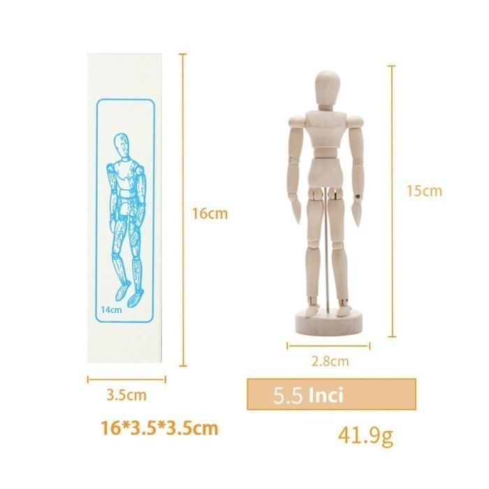 Promo 20CM Manekin Kayu Wooden Manikin Utk Model Gambar Human Figure ...