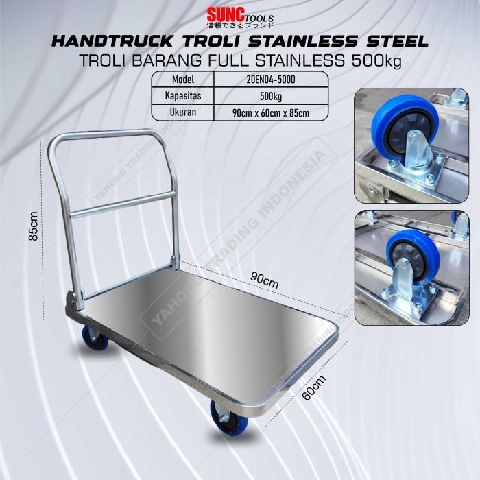 Jual Handtruck Troli Stainless 500kg/Troli Angkut Barang/Trolley 90x60 ...