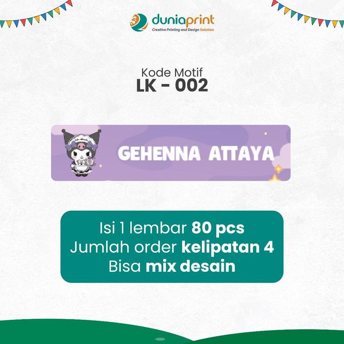 Jual Stiker Label Nama | Stiker Nama Waterproof | Stiker Label ...