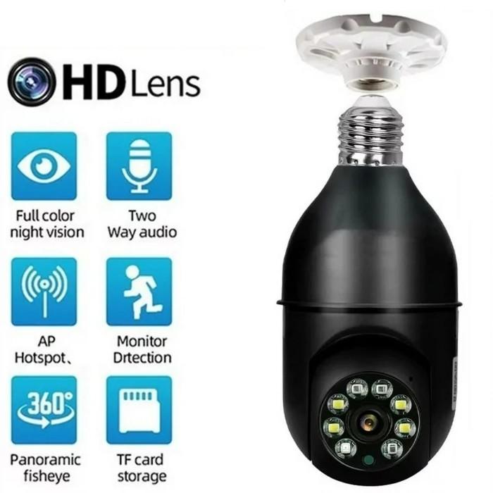 Jual IP CAMERA Dome Model Lampu CCTV bohlam Dengan LED - V360 Pro-Black ...