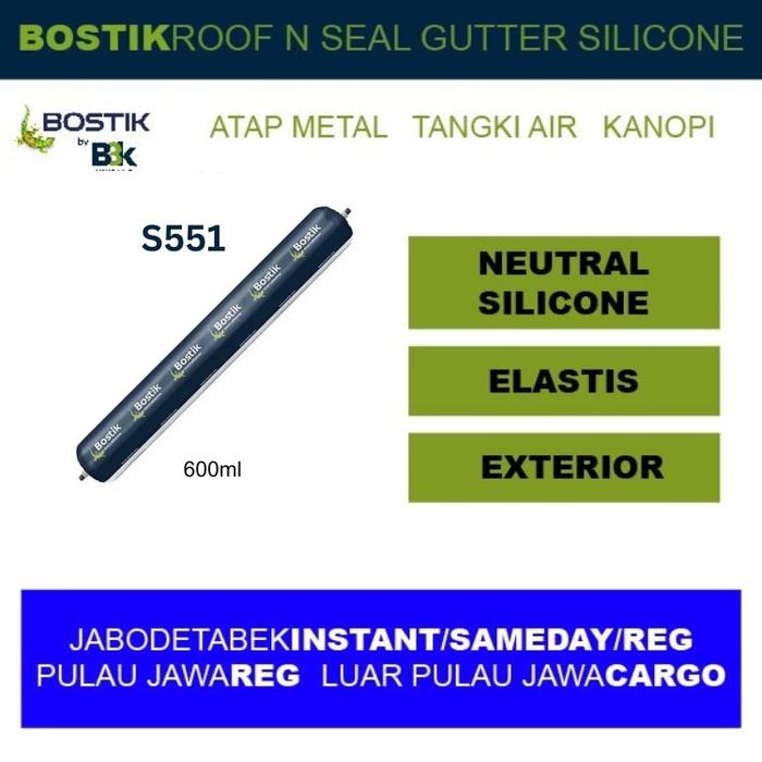 Jual T0P Bostik Sealant Silicone Roof & Gutter S551 Silikon Atap Metal Kaca Talang 600 ml ...