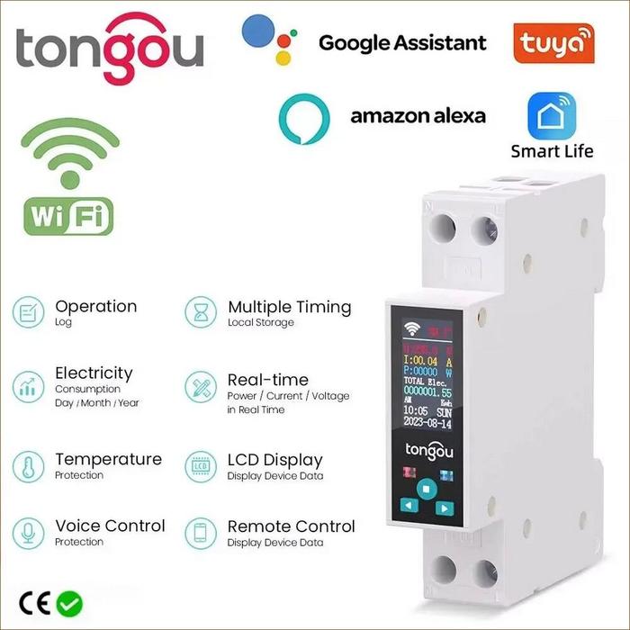 Jual Tools Tongou 1-50A Tuya WIFI Smart Switch Circuit Breaker LED ...