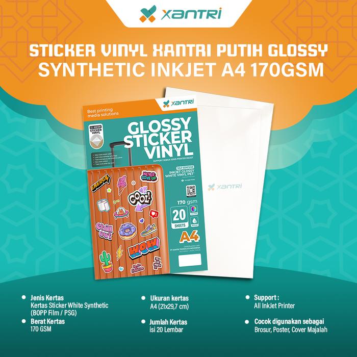 Promo Xantri Kertas Sticker Vinyl Xantri Putih Synthetic Sintetis ...