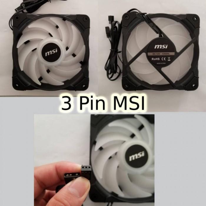 Jual MSI Addressable RGB ARGB Fan RGB Two Ball Bearing 12cm Fan - 3 Pin ...