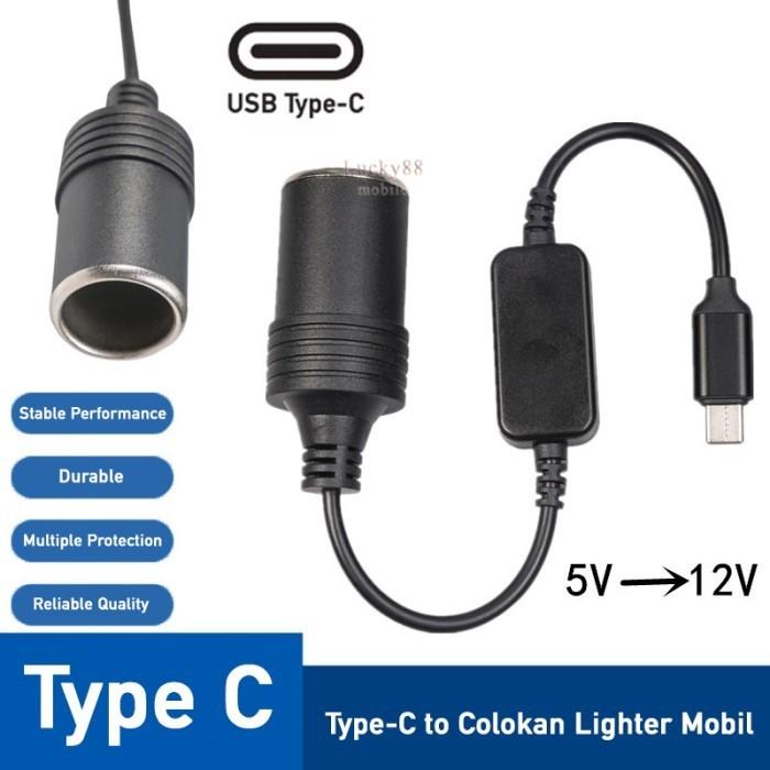 Promo Type C | USB 5V to Colokan Lighter Mobil 12 V Converter Kabel ...
