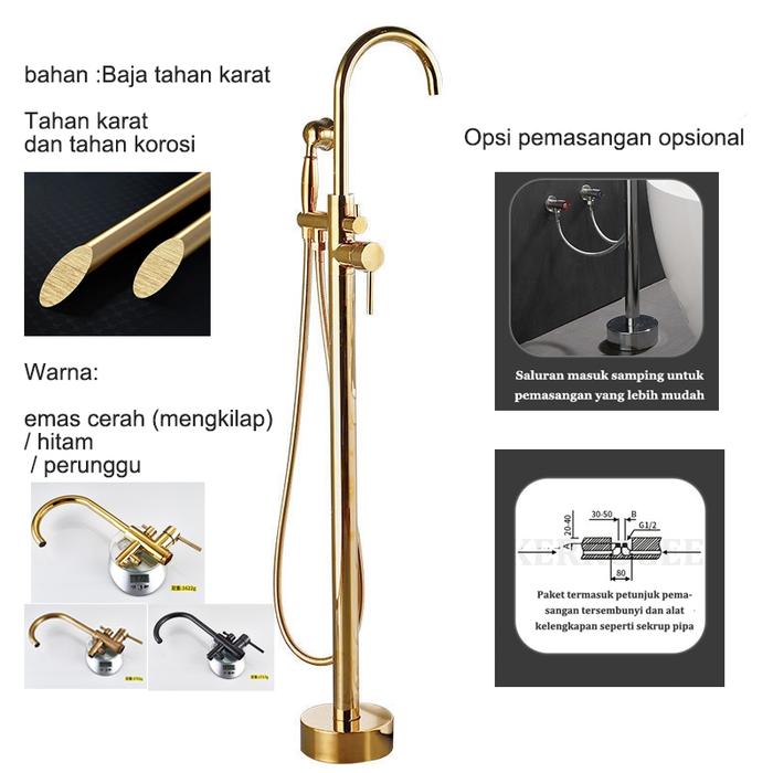 Jual Standing Mixer Shower Kamar Mandi Tinggi 110cm Kran Bathtub Panas ...