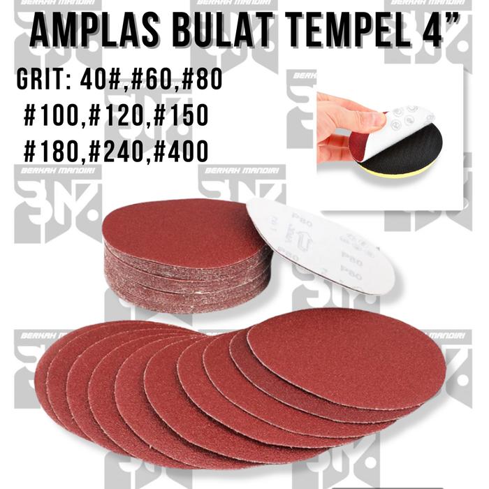 Promo Amplas Bulat Velcro Disc 4 Inch Grit 60 80 100 120 150 180 240 ...
