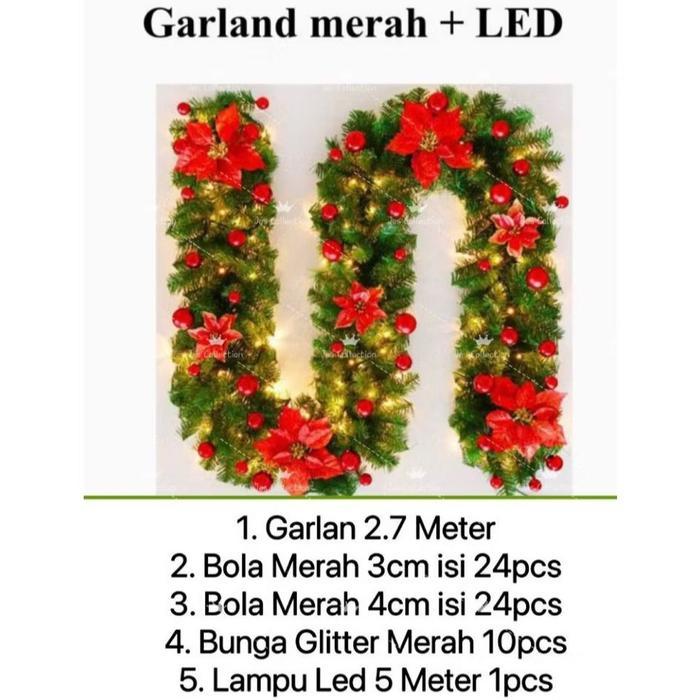 Jual Paket Garland NATAL 2.7m + Bola + Lampu LED - Garland Hiasan Natal ...