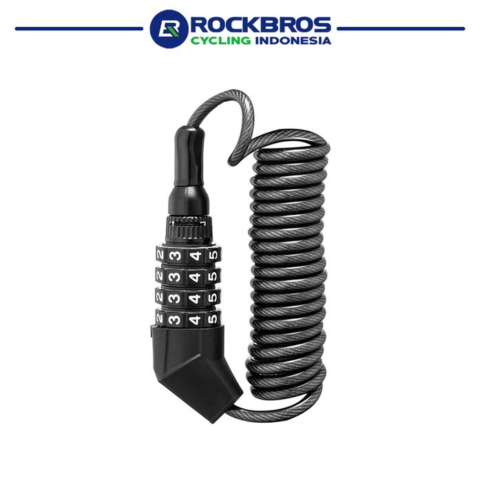 Promo ROCKBROS T530 Kunci Gembok Sepeda Helm Kombinasi 4 Angka Spiral ...