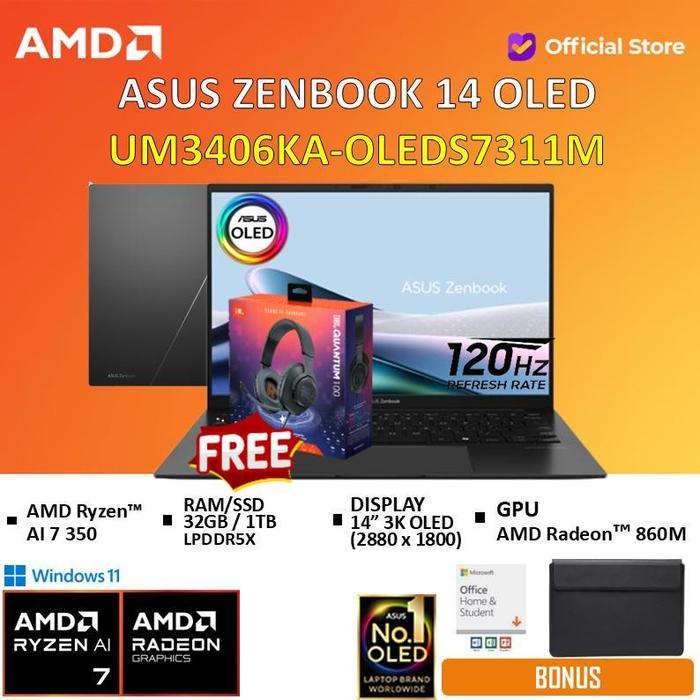 Promo ASUS Zenbook 14 OLED UM3406KA Ryzen AI 7 350 32GB 1TB W11+OHS 14 ...