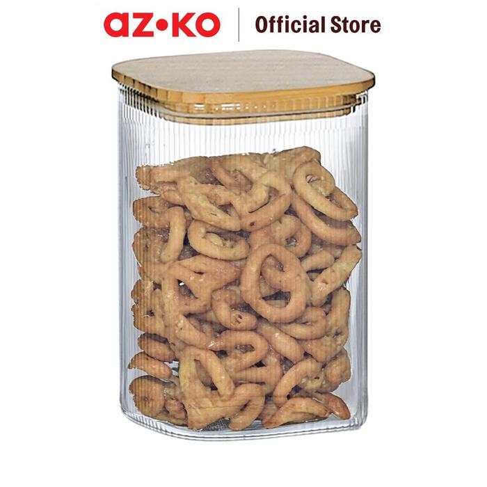 Jual AZKO Kris Bailey Stoples Kaca Borosilicate Square Food Canister ...