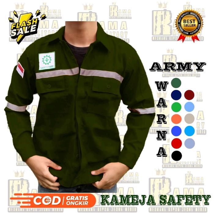 Jual Seragam Baju Kerja Safety Polos Panjang Hijau Army Wearpack Pria ...