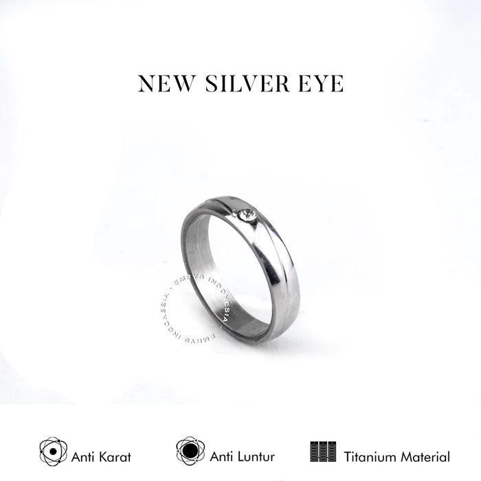 Promo Emrys Simple Ring NEW SILVER EYE Real Titanium Anti Karat Cincin ...
