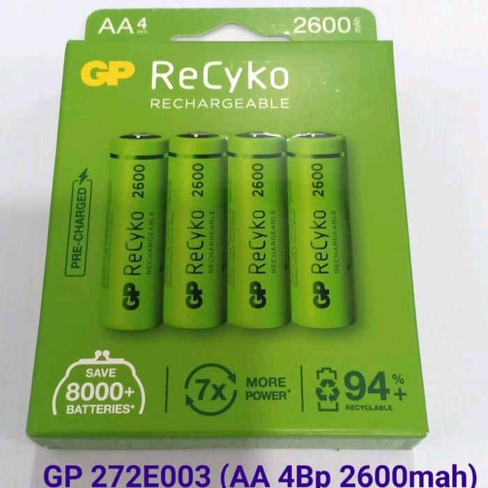 Jual Baterai GP ReCyko BP4 AA 2600mAh NiMH Rechargeable A2 1.2Volt isi ...