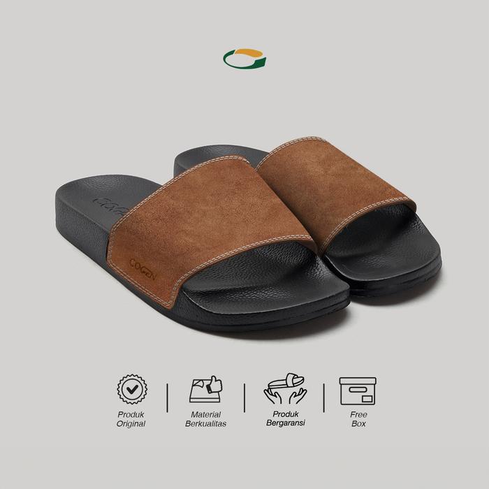 Promo Marhadi Sandal Pria Cogen Sendal Slide Nyaman Suede - Finest Tan ...