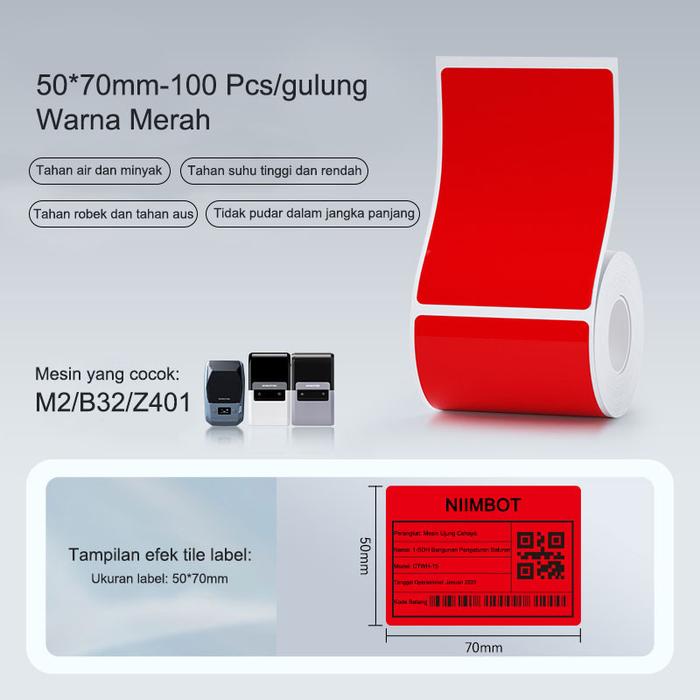Jual NIIMBOT M2 Stiker Label Persegi Panjang/Bulat Kosong Putih, Tahan ...