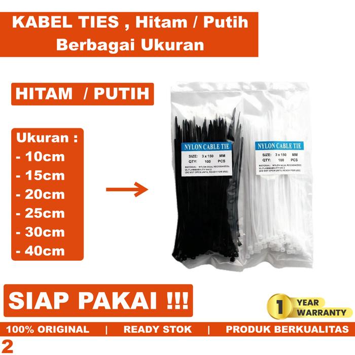Jual Kabel Ties 30cm 20cm 10cm 15cm 25cm Hitam Putih 100pcs Kabel Tis Kabel Tie - Hitam, 10cm ...
