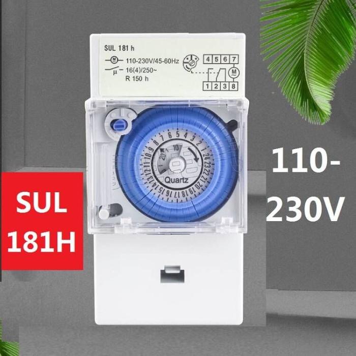 Jual Timer Analog 24 Jam SUL181H / Timer Panel Otomatis 220V 16A DIN ...