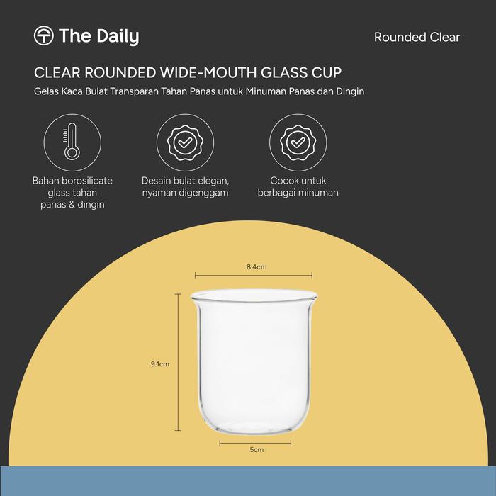 Promo Clear Rounded Wide-Mouth Glass Cup – Gelas Kaca Bulat Transparan ...