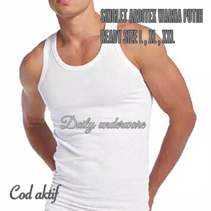 Jual ISI 6 , singlet arditex warna putih ukuran M - XXXL Katun Kaos, bb ...