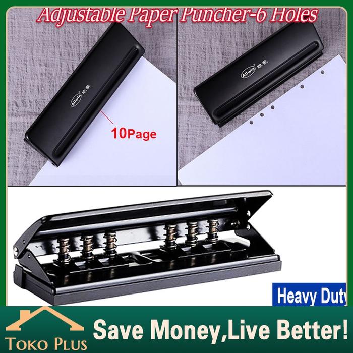 Jual Adjustable Pembolong Kertas 6 Hole Punch 5.5mm Perforator Alat ...