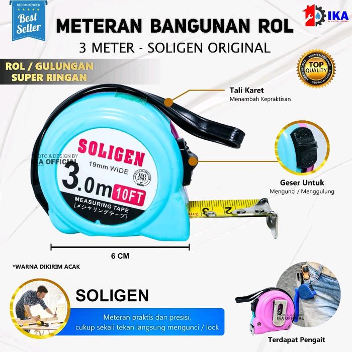Jual Meteran Bangunan Roll Soligen / Alat Ukur Rol Measuring Tape ...