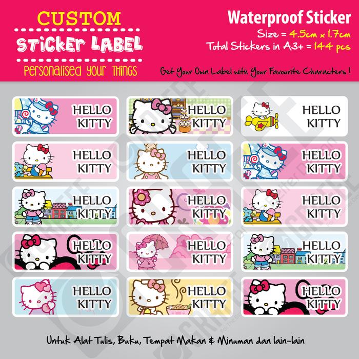 Jual Sticker Label Hello Kitty - Stiker nama waterproof - Kota Bandar ...