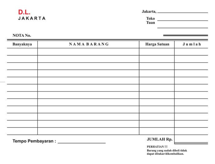 Jual Cetak Nota NCR 1/2 Folio ( 2 Ply) - Jakarta Barat - Hoki Printing ...