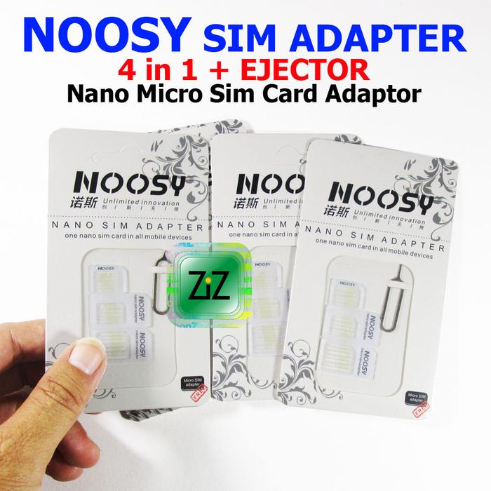 Jual NOOSY Nano Micro Sim Card Adaptor Adapter 4 in 1 Pin Ejecter Cut ...