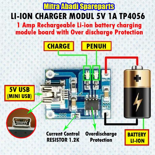 Jual Li-ion Charger Modul 5V 1A TP4056 Mini USB - Jakarta Barat - Mitra ...