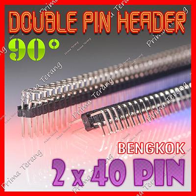 Jual Double Row Pin Header Male 2.54mm Bengkok Right Angle 2 x 40 Pin ...